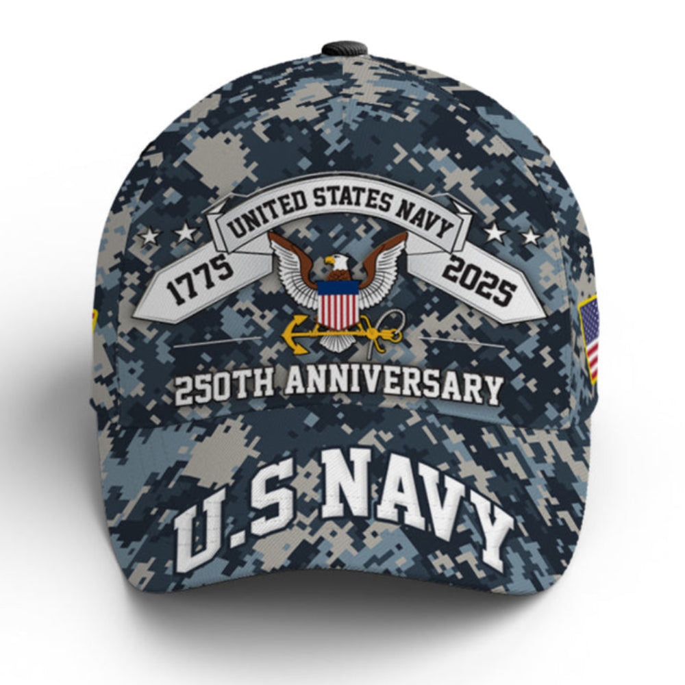 US Navy 250th Anniversary All Over Prints Premium Classic Cap