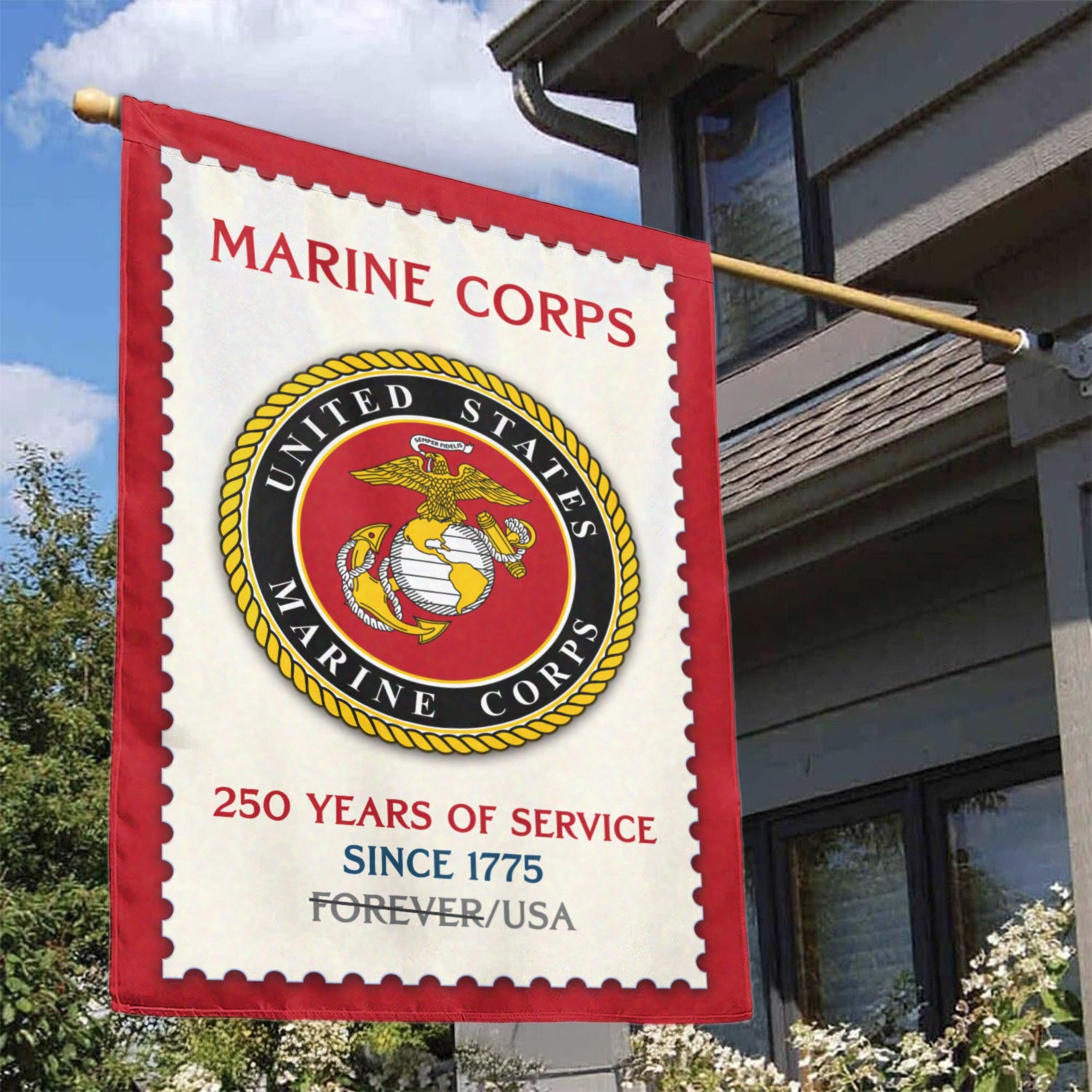MARlNE 250 Years Of Service Since 1775 House Flag 28" x 40" Twin-Side