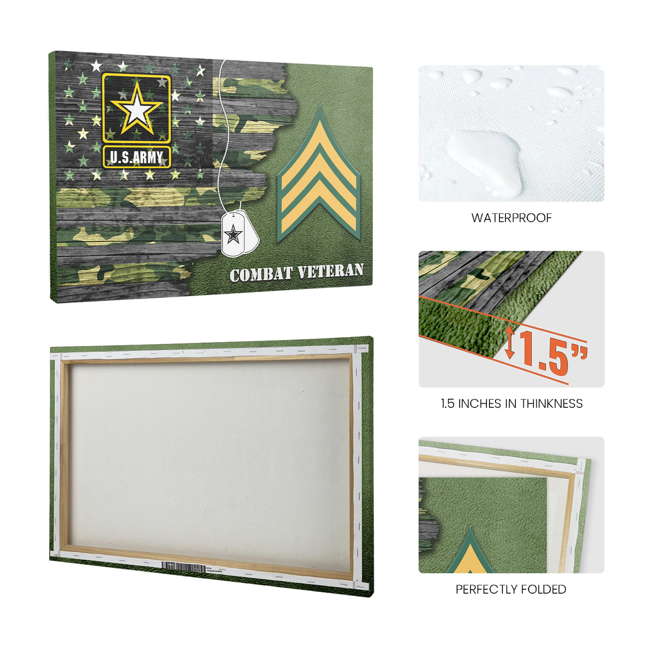 Personalized USAF Canvas - USA Half Flag With Air Force Ranks/Insignia