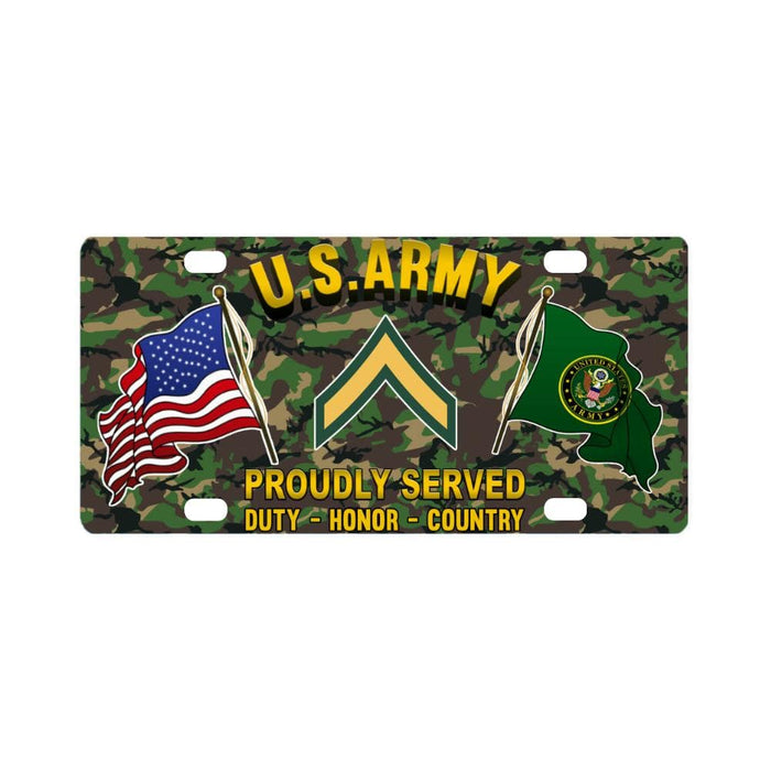 Army E-2 PV2 E2 Private Second Class RanksProudly Classic License Plat