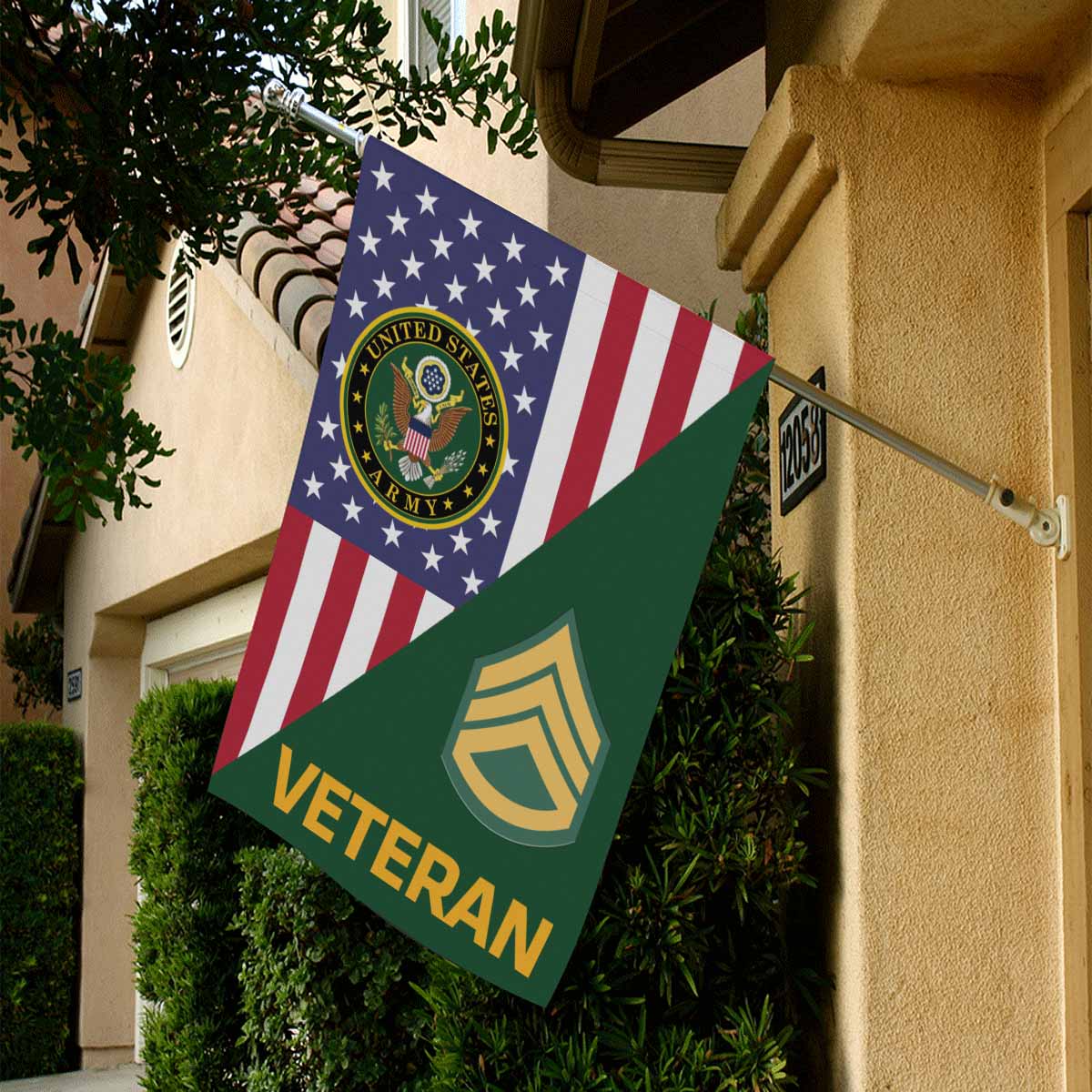 US Army E-6 Staff Sergeant E6 SSG Veteran House Flag 28 Inch x 40 Inch