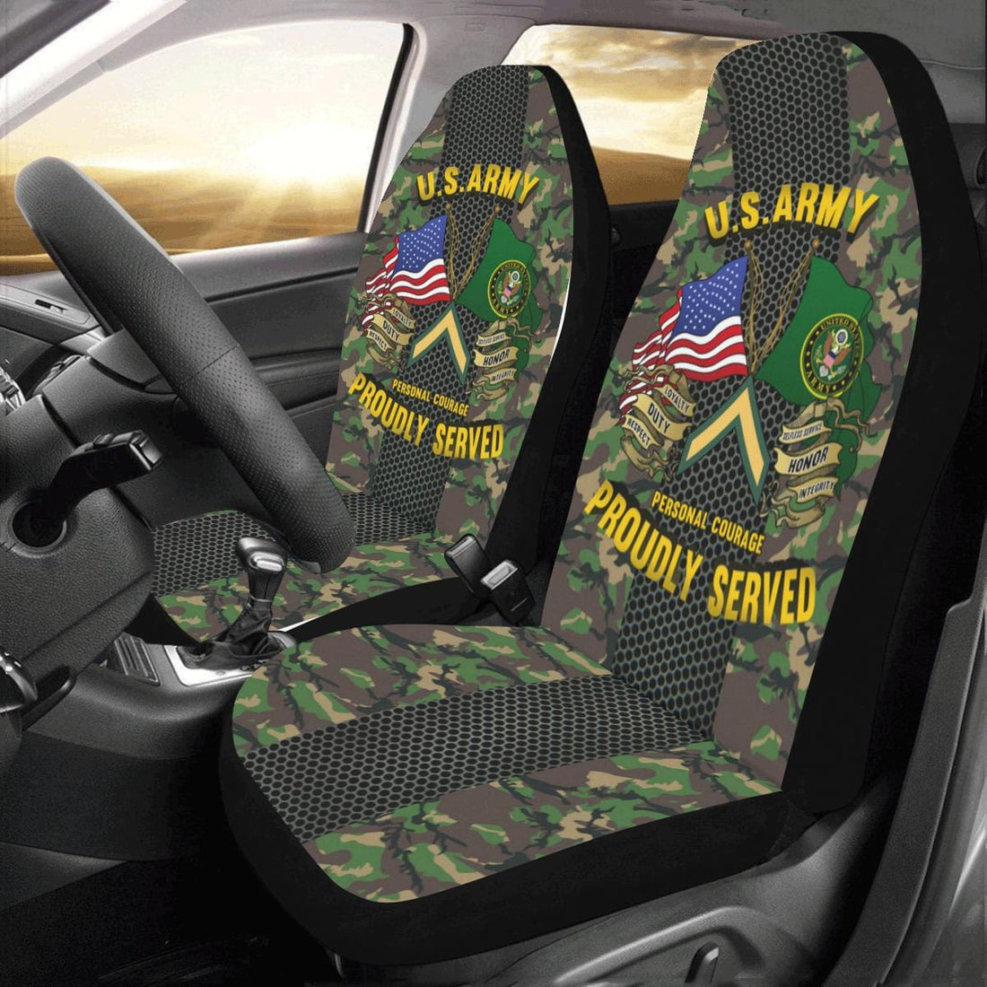 US Army E-2 Private Second Class E2 PV2 Enlisted Soldier- Car Seat Cov