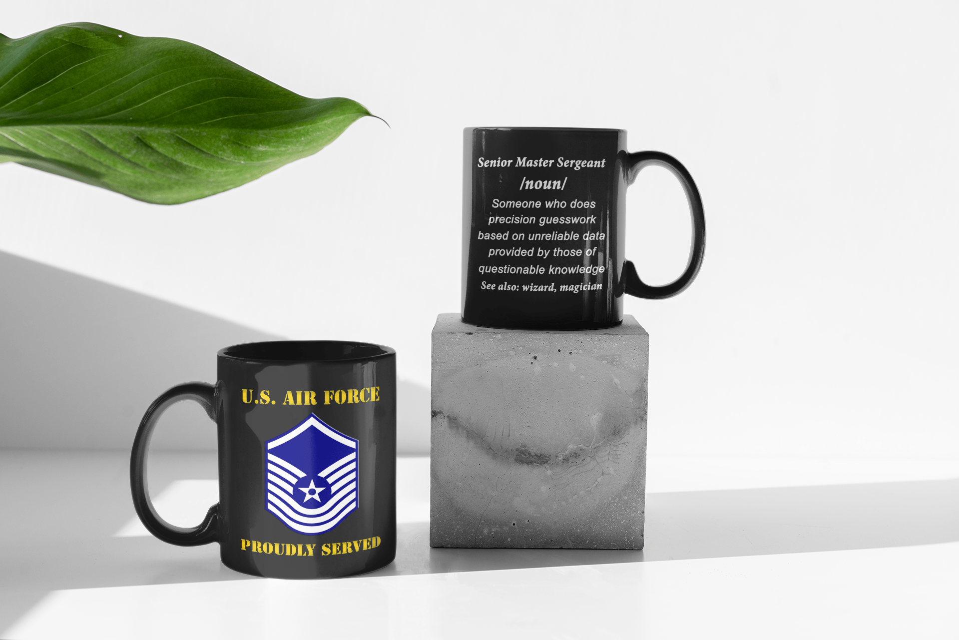 USAF E-8 Senior Master Sergeant Old Style Definition 11 oz. Black Mug