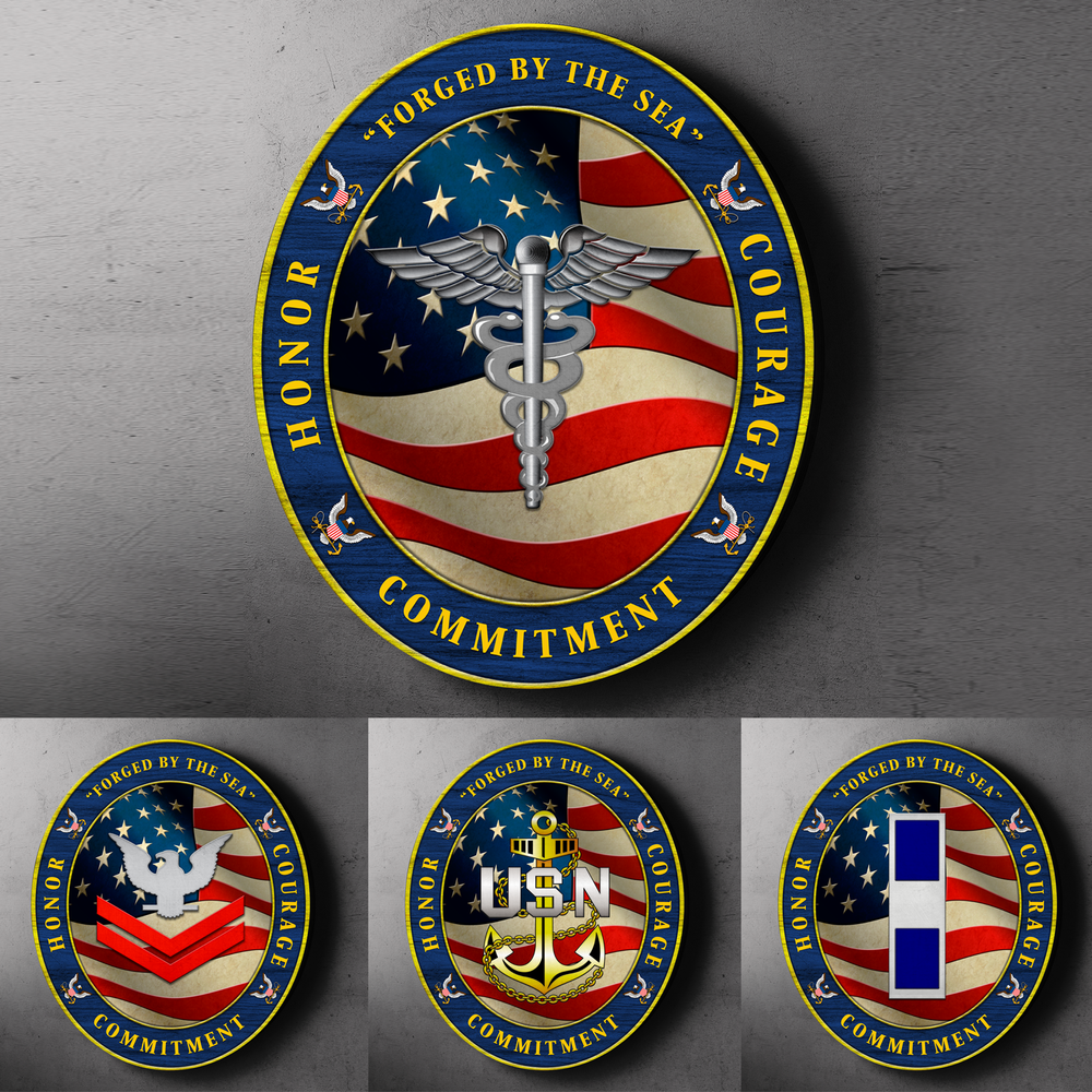 Custom Round Wood Sign, Military Mottos, Core Values With Military Ran