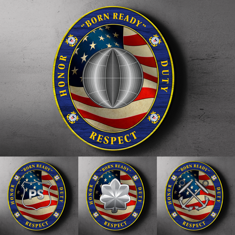 Custom Round Wood Sign, Military Mottos, Core Values With Military Ran